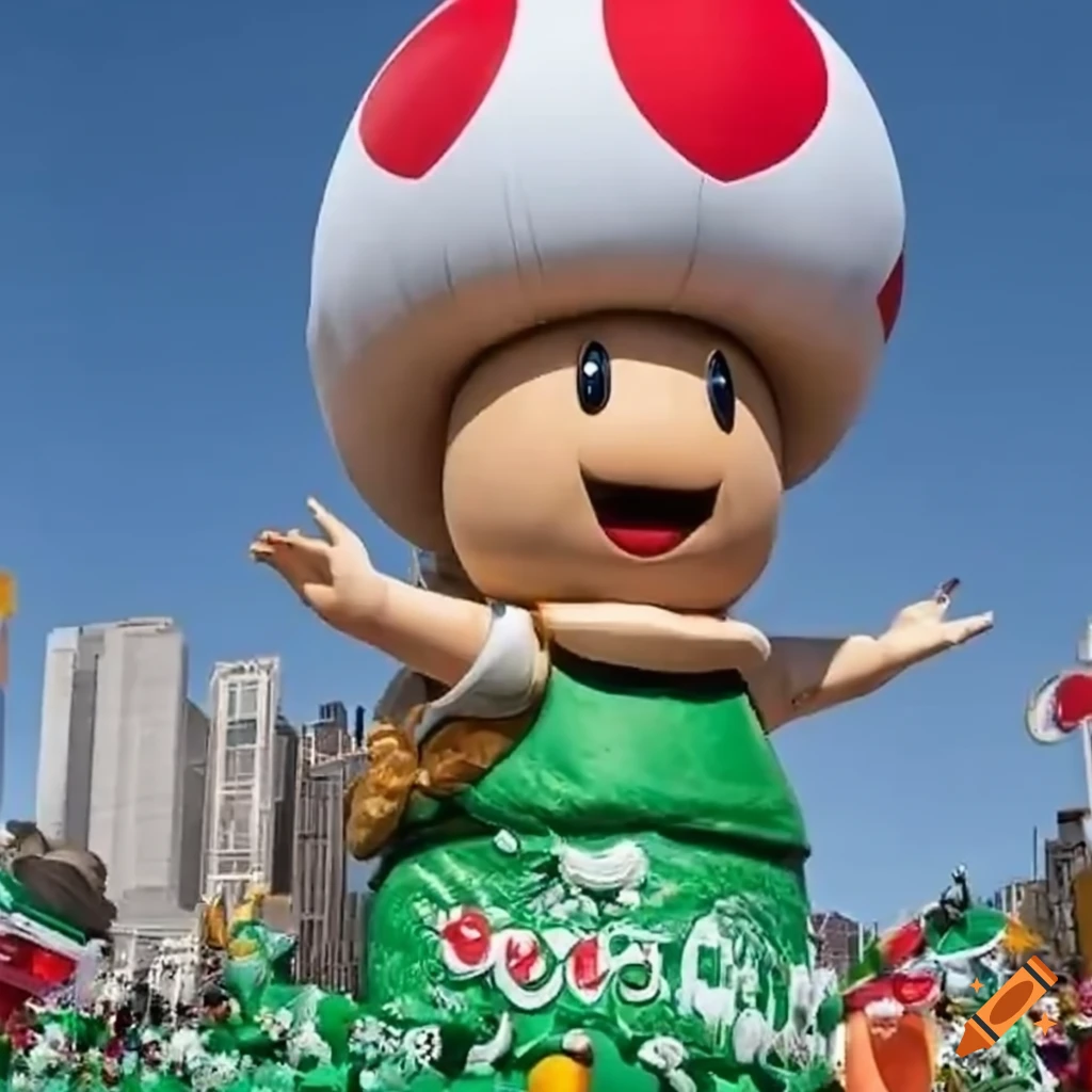 Poster of Toad float at Macy's parade on Craiyon