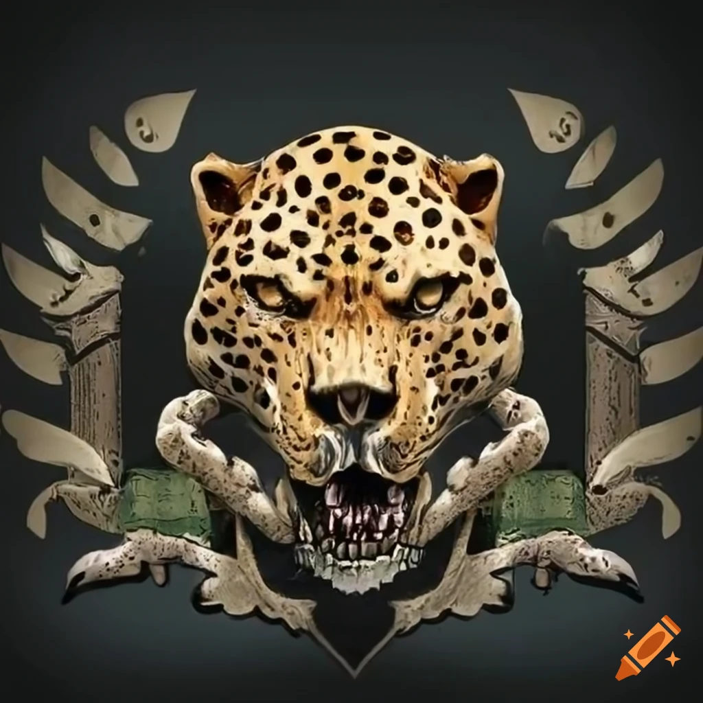Military emblem with leopard skull