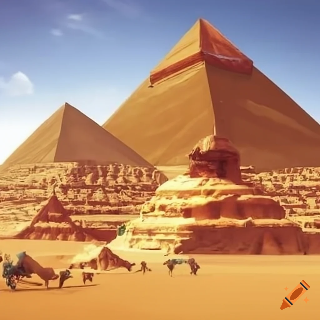 View of the egyptian pyramids on Craiyon