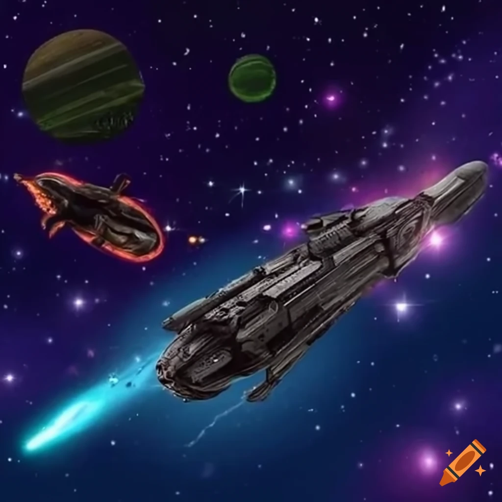 Epic space battle between alien races on Craiyon