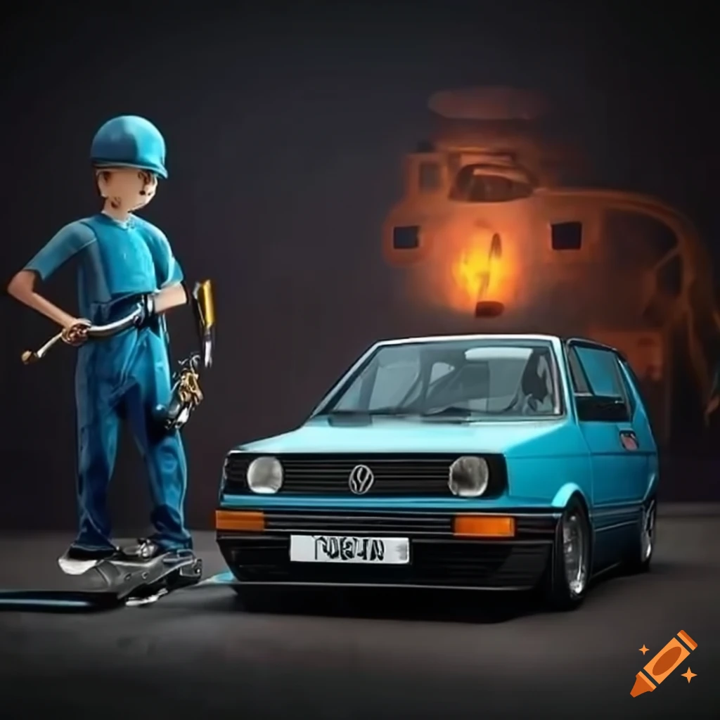 Volkswagen golf mk2 with a mechanic boy