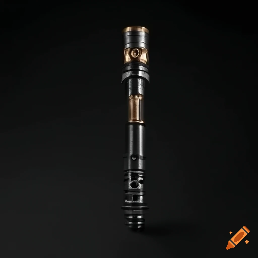 Detailed black lightsaber hilt with bronze accents