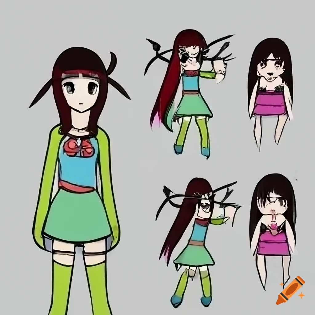 Female character from multiple angles on Craiyon