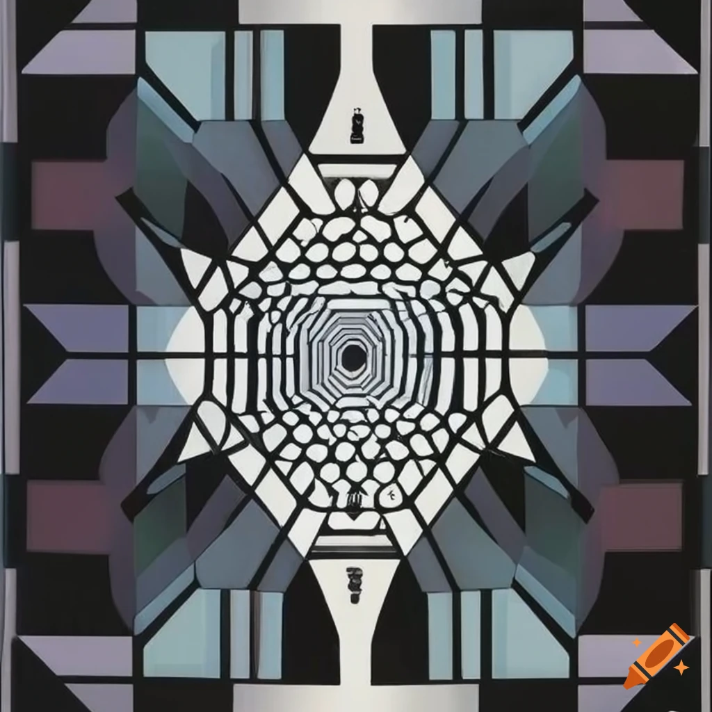 Victor vasarely abstract artwork with black and white illusions