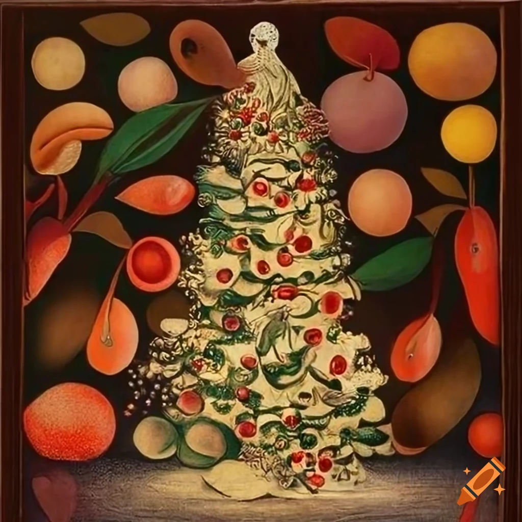 Fine art color illustration of exotic plants, flowers, fruit, birds ...