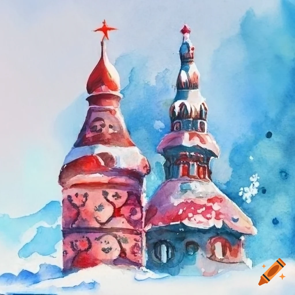 Russian steampunk city in watercolor style on Craiyon