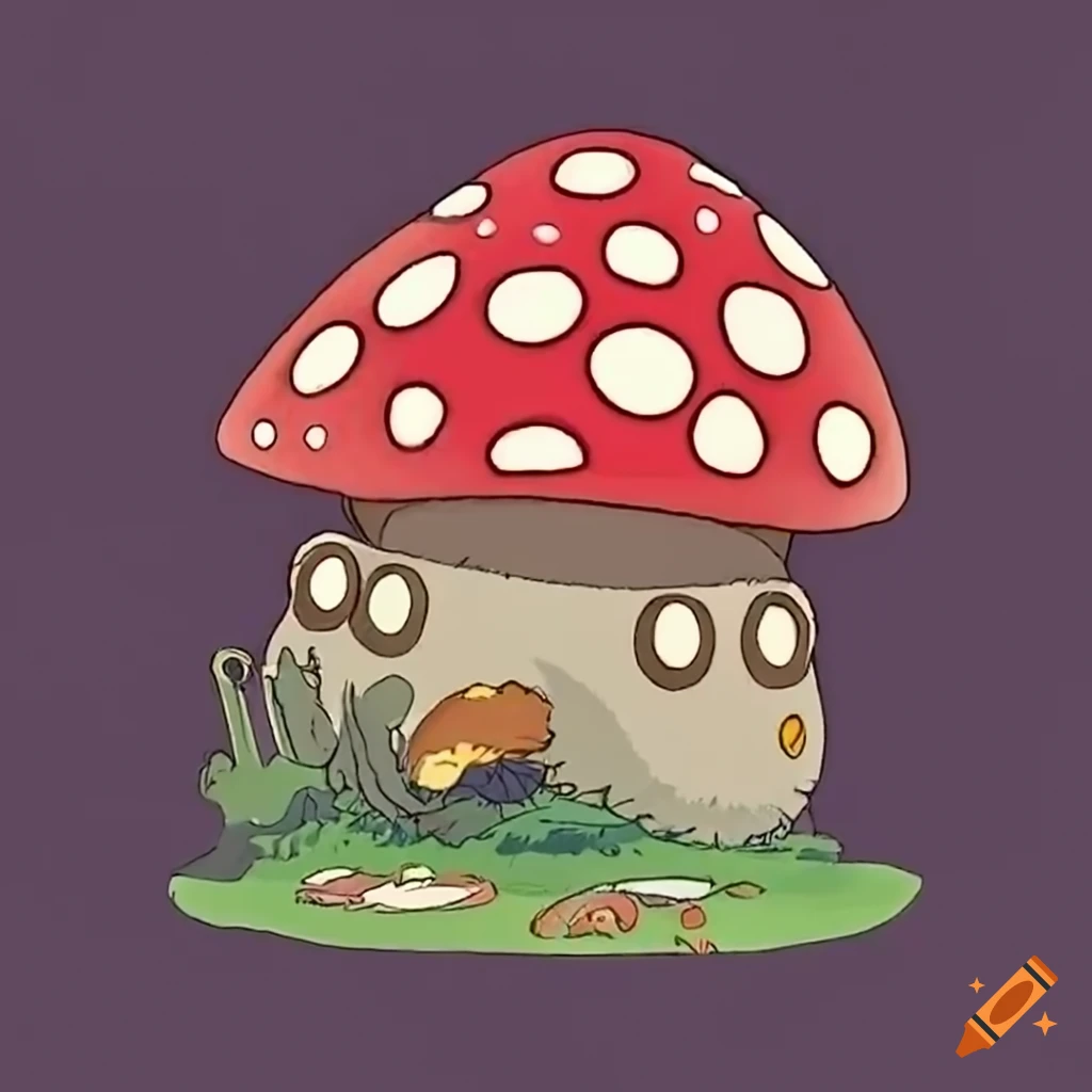 Moving mushroom castle inspired by Studio Ghibli on Craiyon