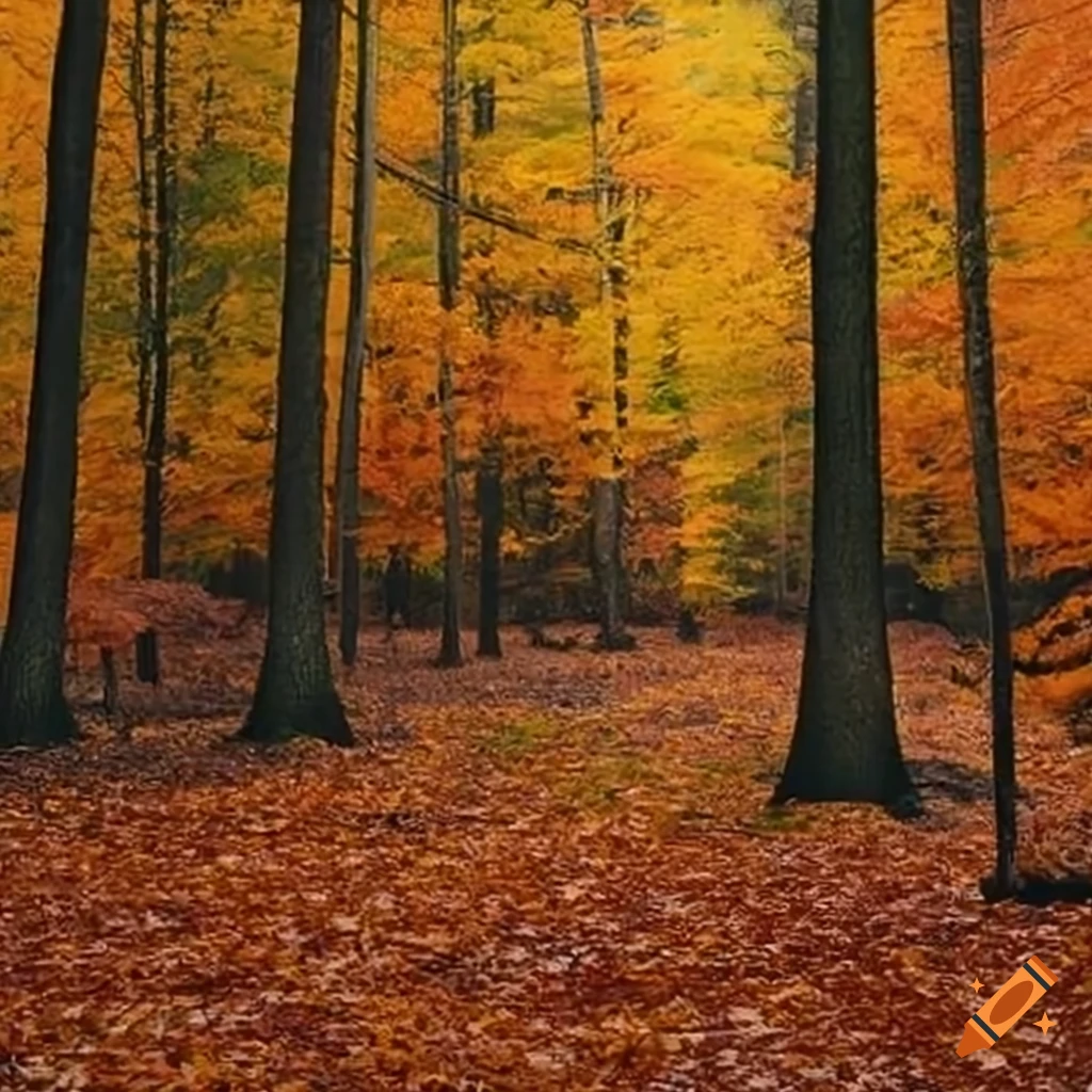 Cozy fall forest scene