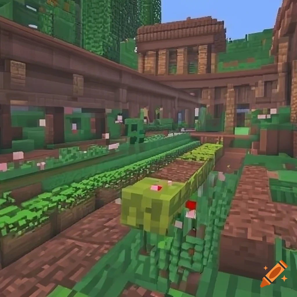 Statues of the forest, sun, and wind gods in minecraft on Craiyon