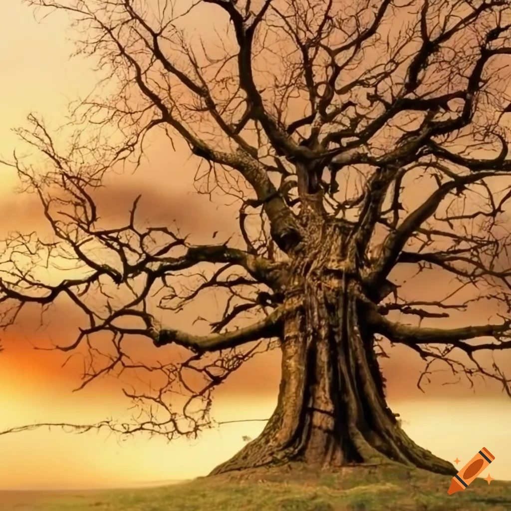 A large tree with half of it withered