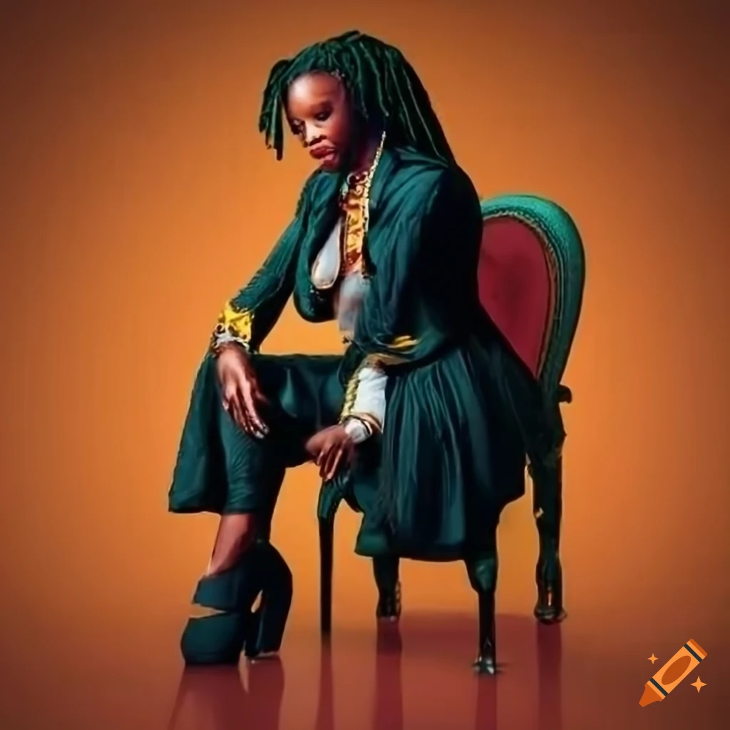 Stylish African woman in a trouser suit and dreadlocks on Craiyon