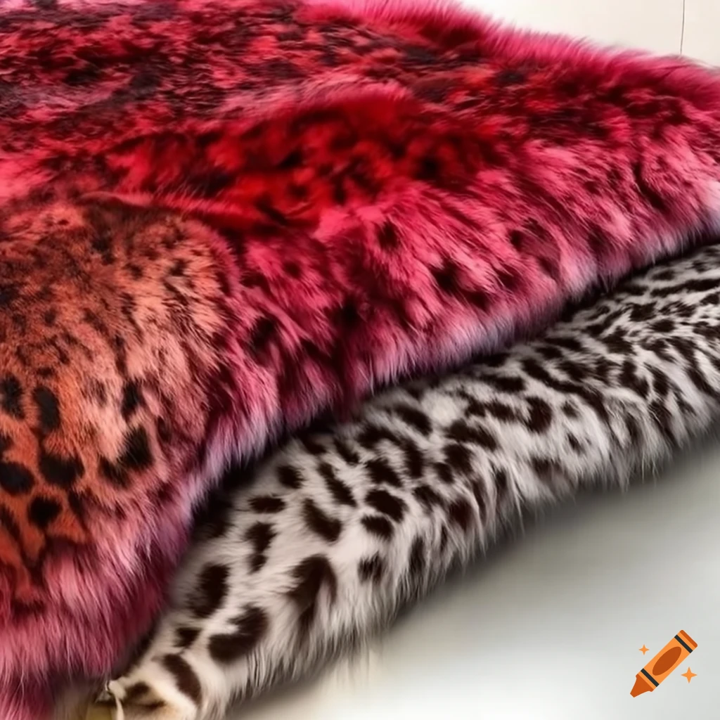 Silver and pink zebra print fox fur blanket on Craiyon