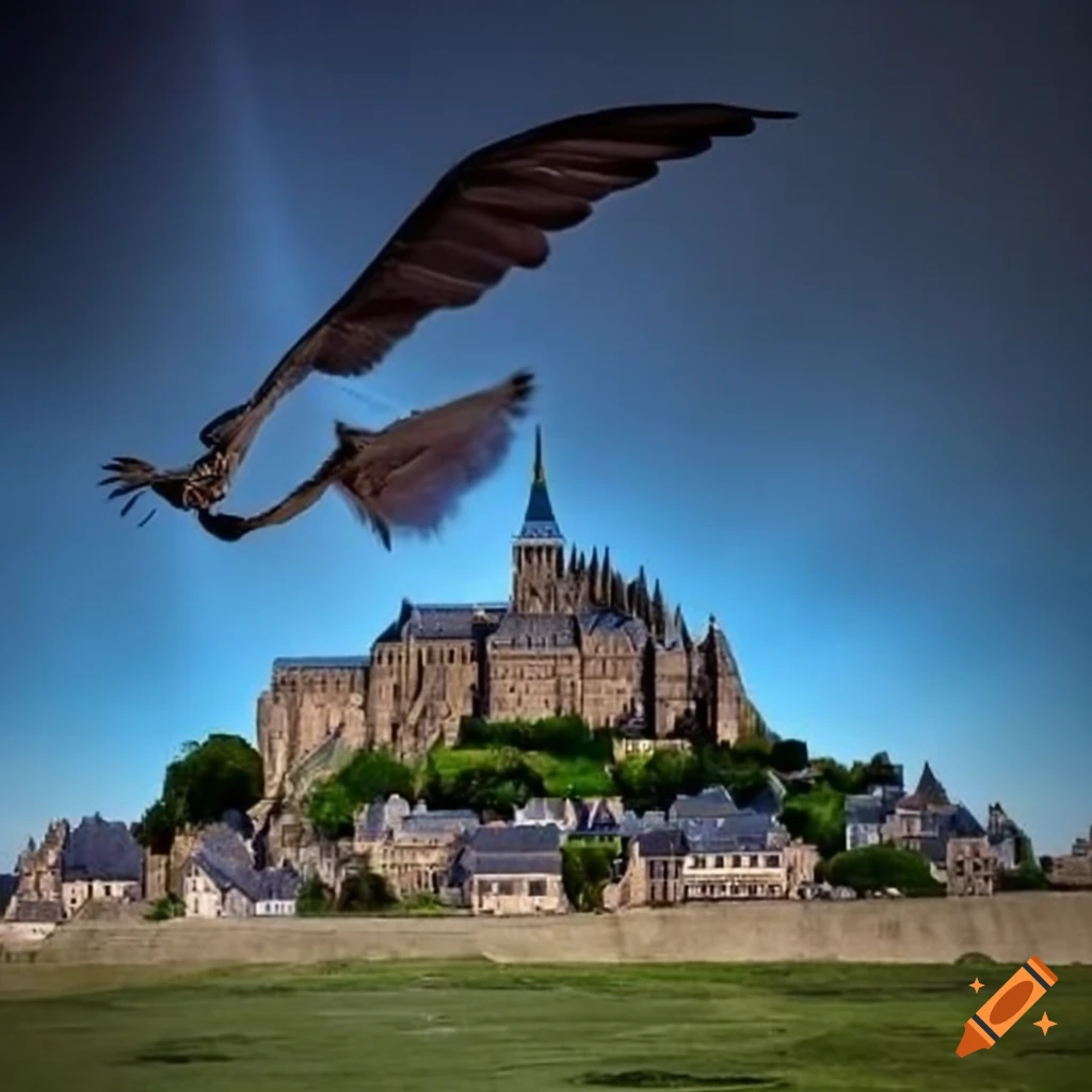 Mont saint michel cloister in a realistic setting on Craiyon