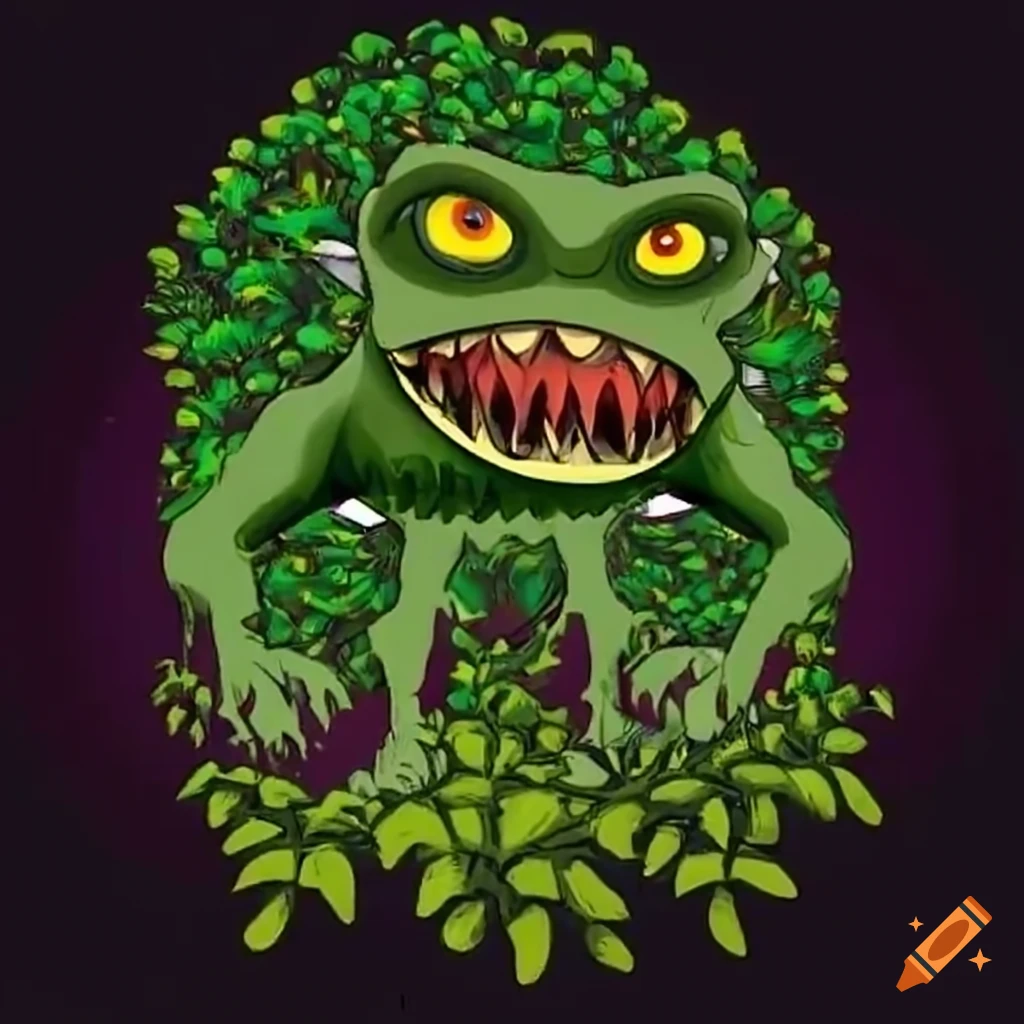 Monster jumping out of a bush on Craiyon