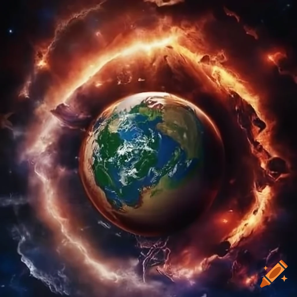 Illustration of warpstorm of death and four of stones on Craiyon