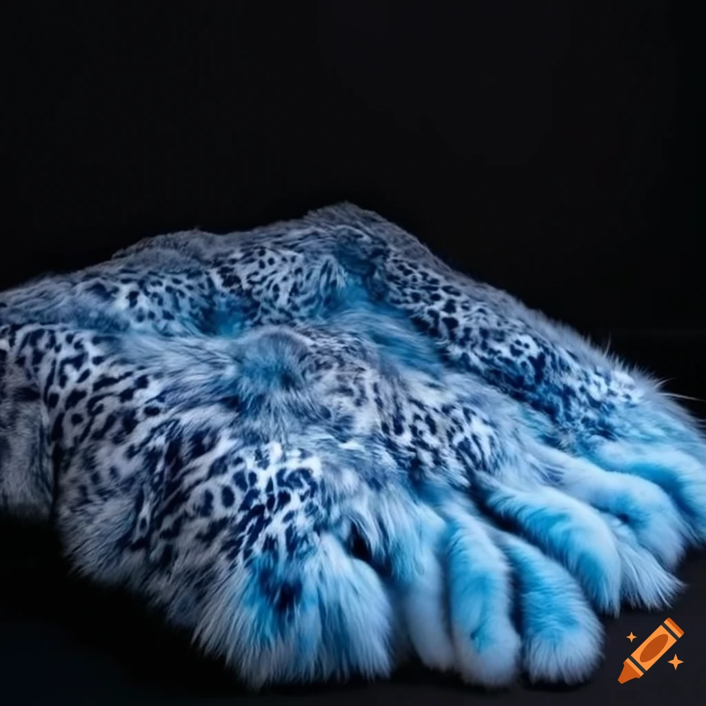 Fluffy blue and white leopard print fur blanket