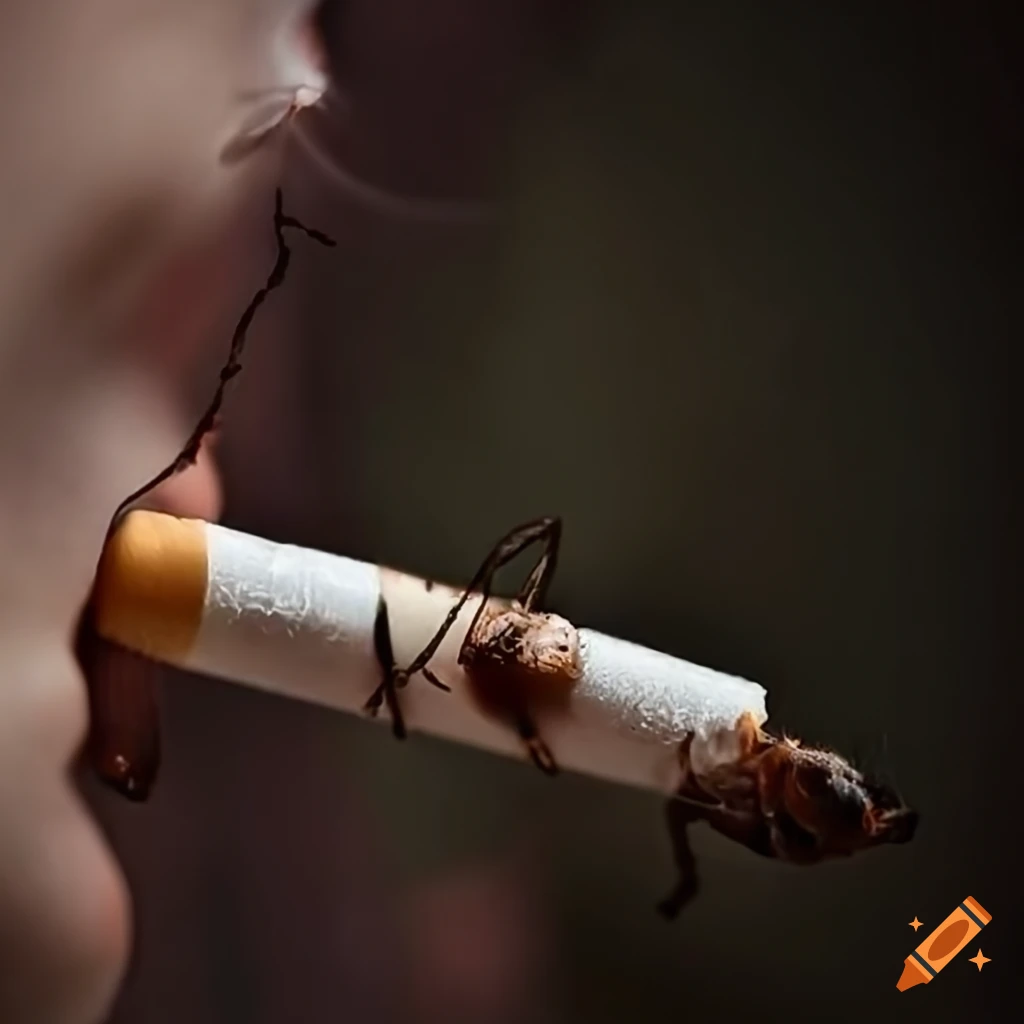 Satirical illustration of smoking locust insects