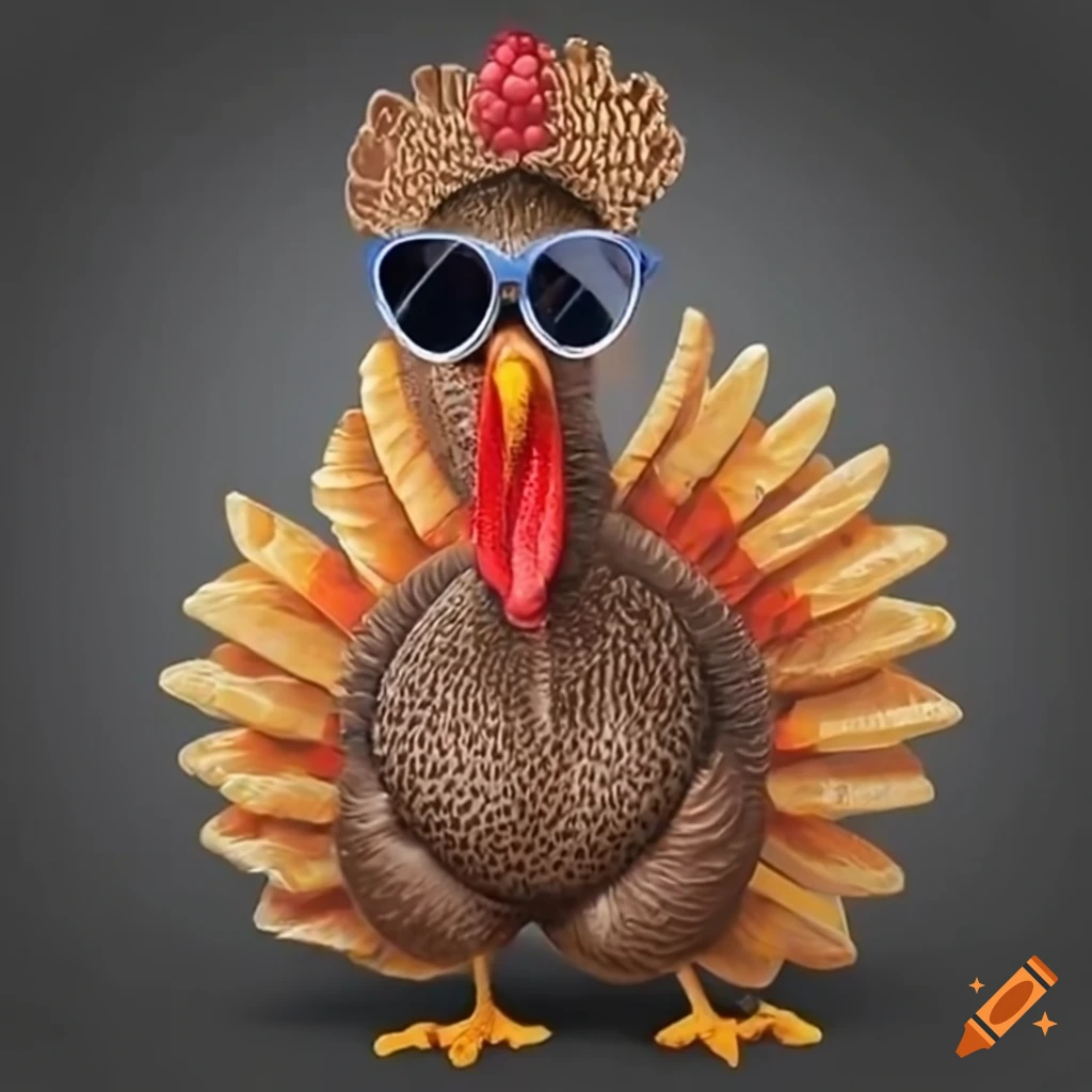 Cute turkey wearing sunglasses for Thanksgiving on Craiyon