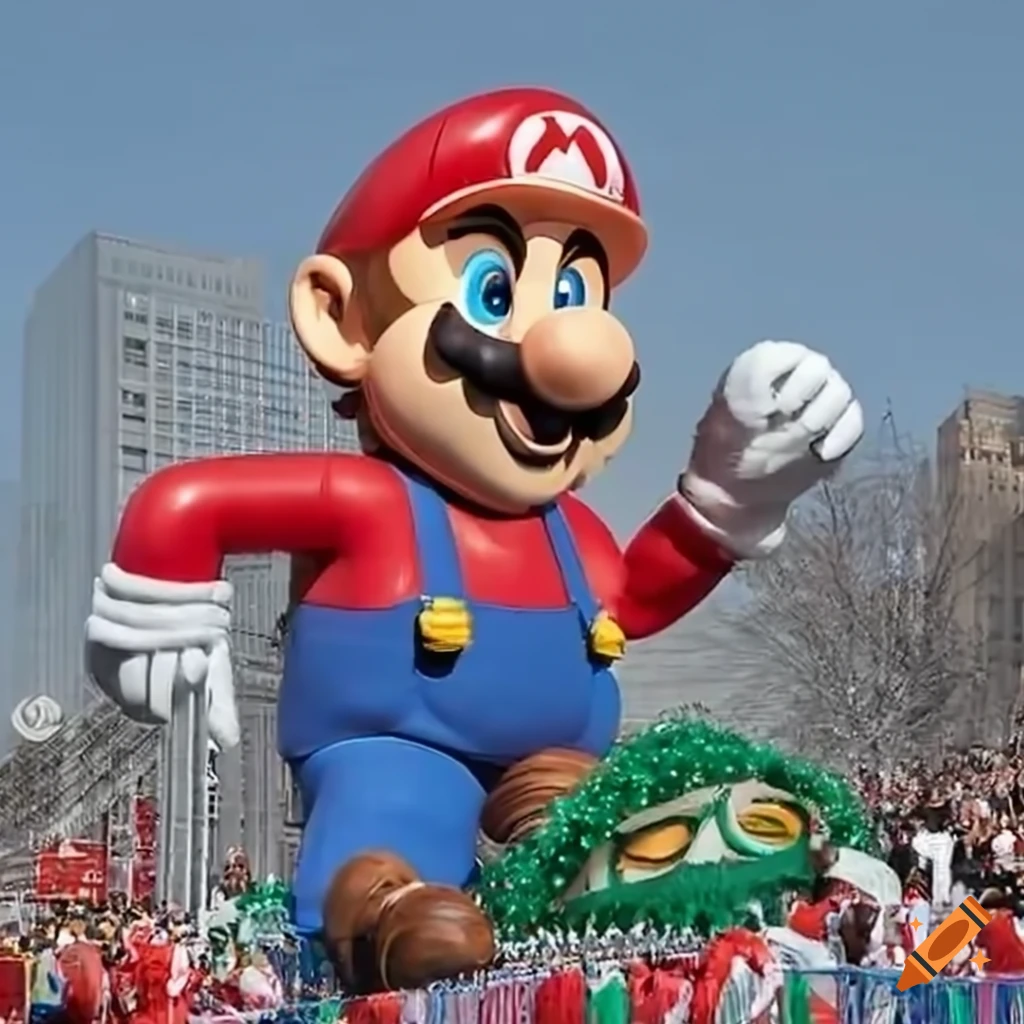Spectacular mario-themed parade float on Craiyon