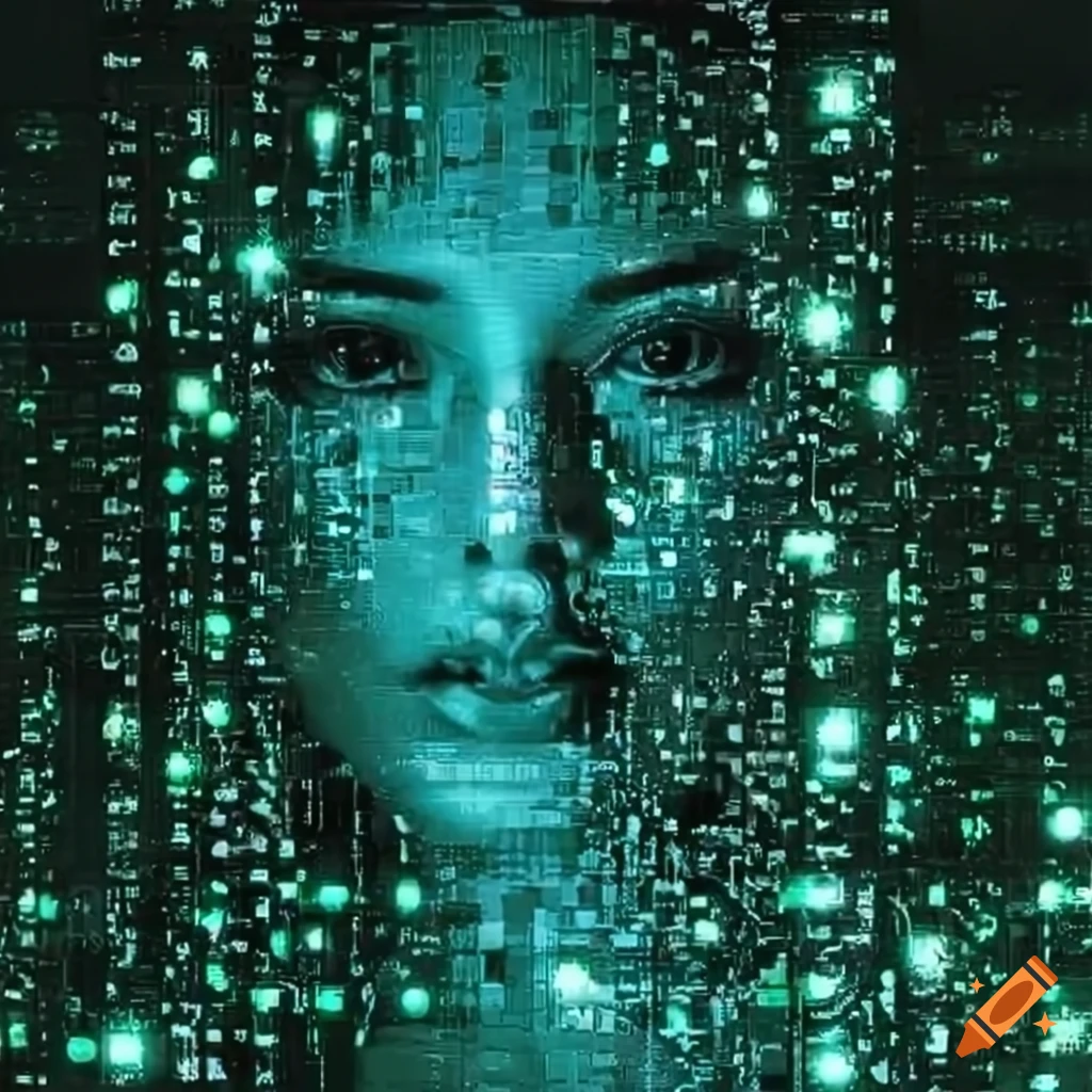 Matrix ai face looking directly at you on Craiyon
