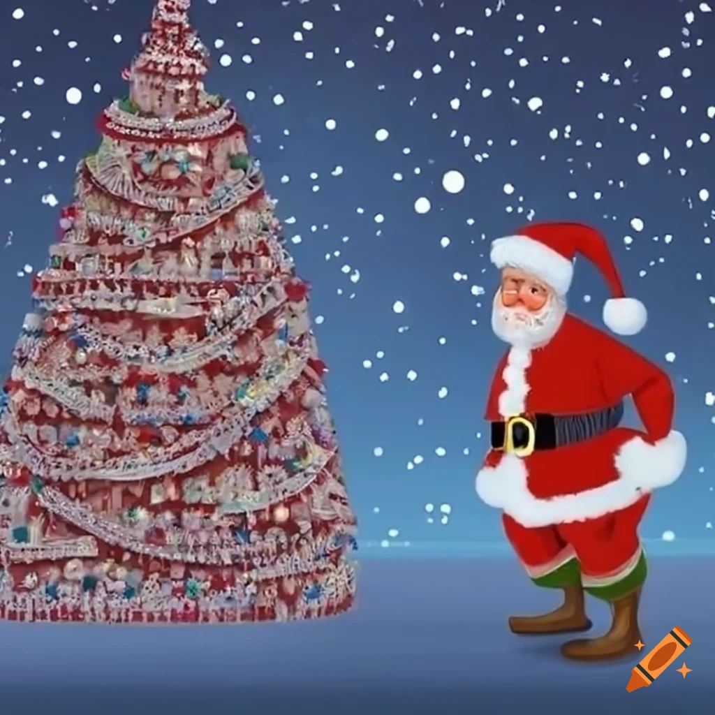 Festive christmas night scene with santa and presents on Craiyon