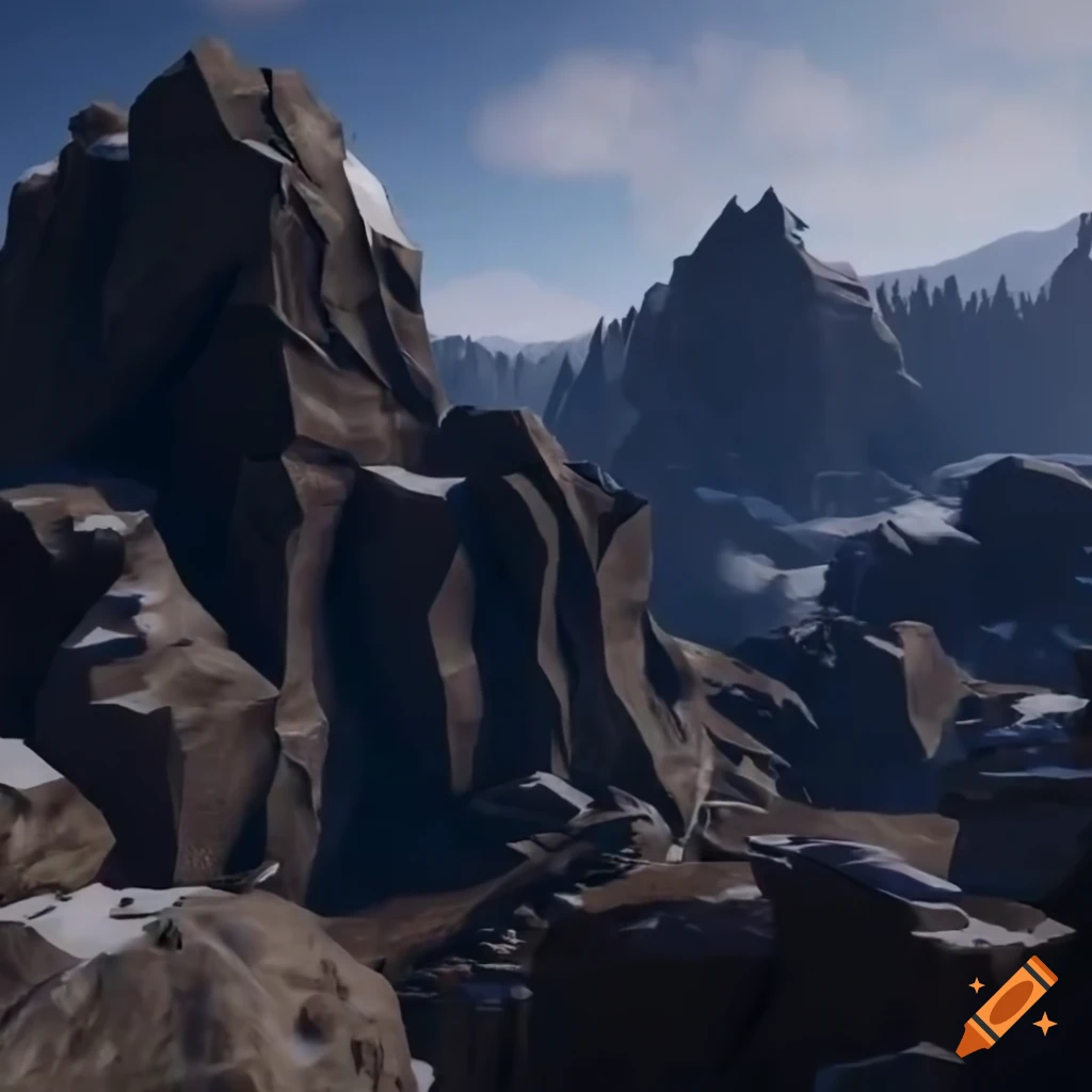 Unreal engine 5 snowy mountains on Craiyon