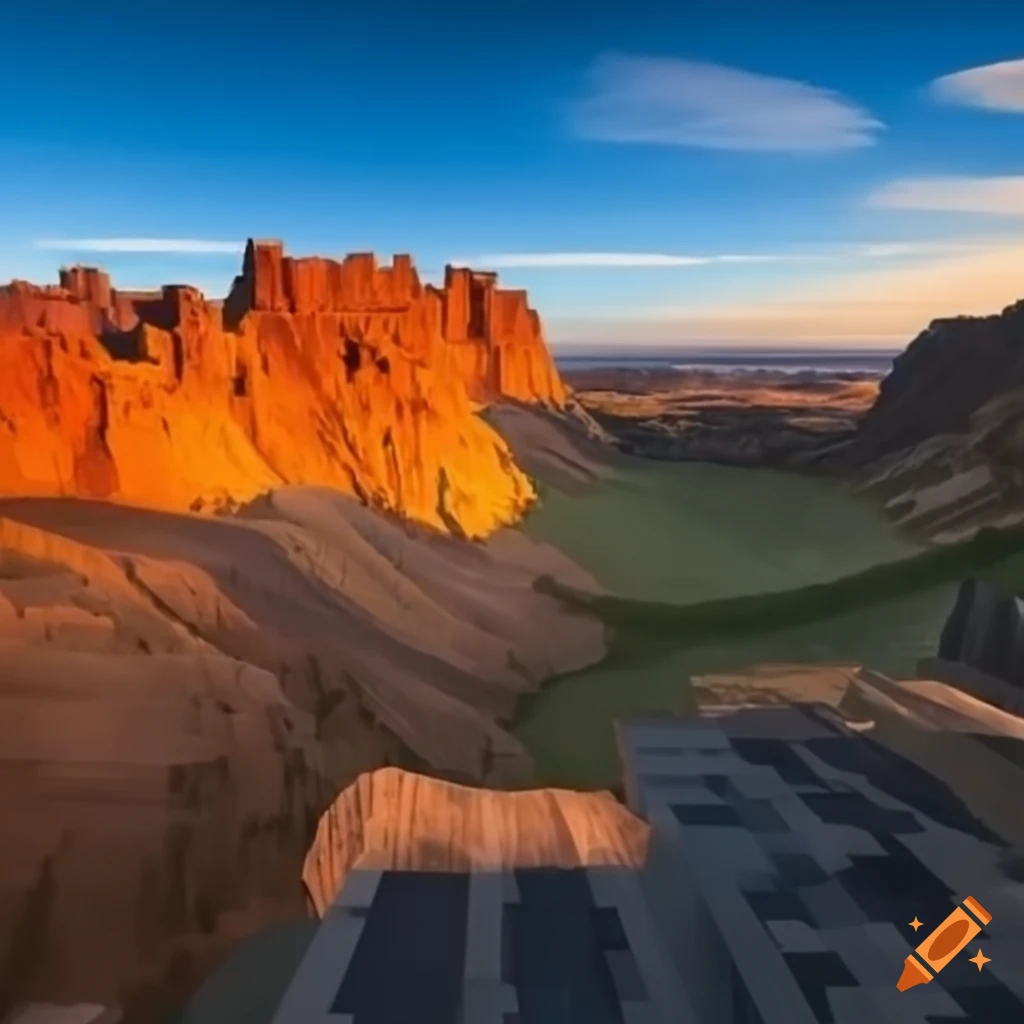 Captivating blocky landscapes photography on Craiyon