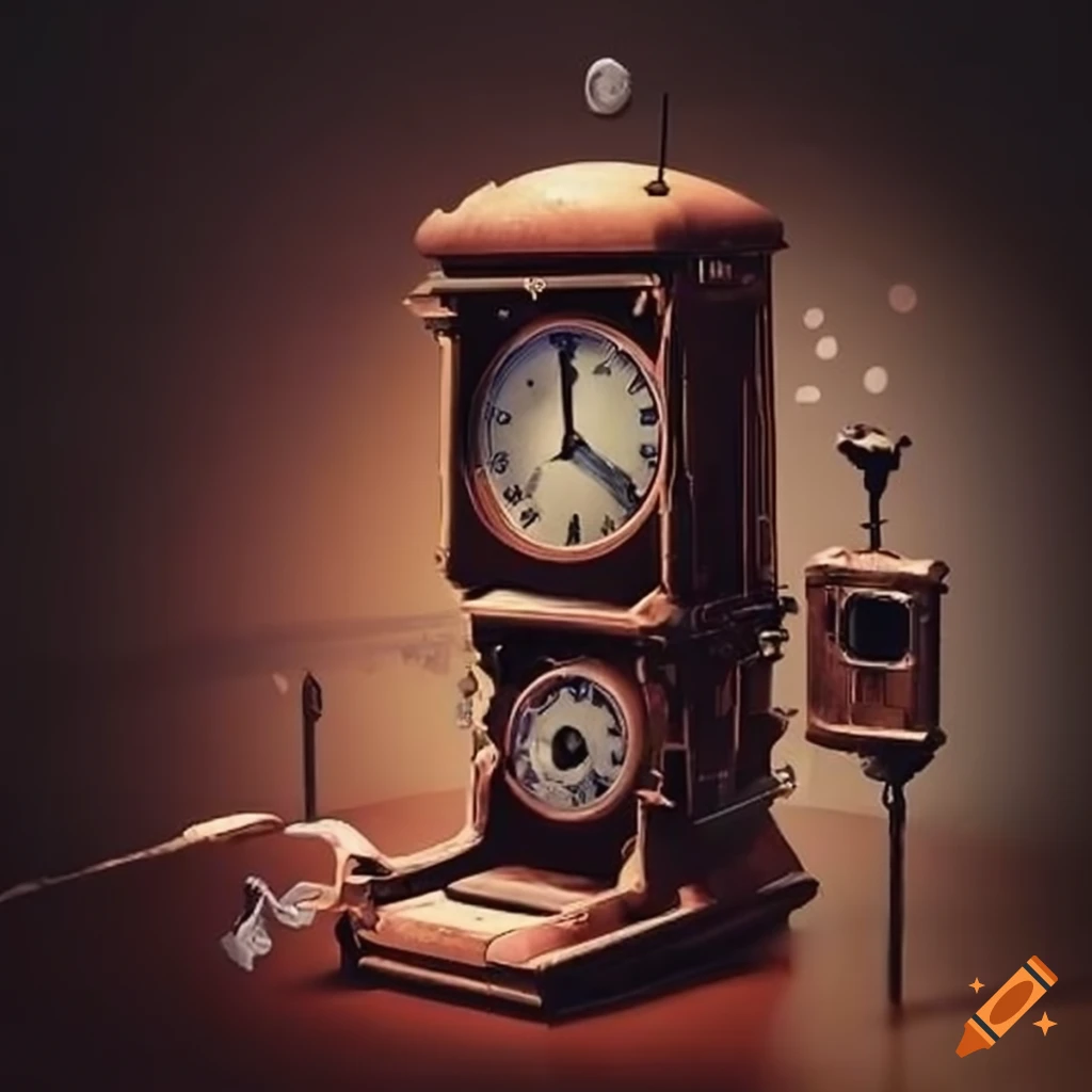 Surrealist puzzle machine system with glass, copper, and plastic on Craiyon