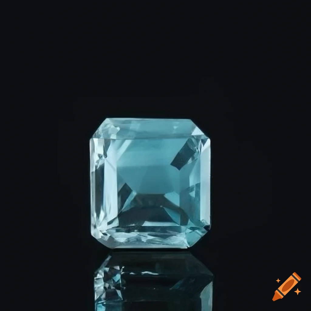Square aquamarine crystal on black background on Craiyon