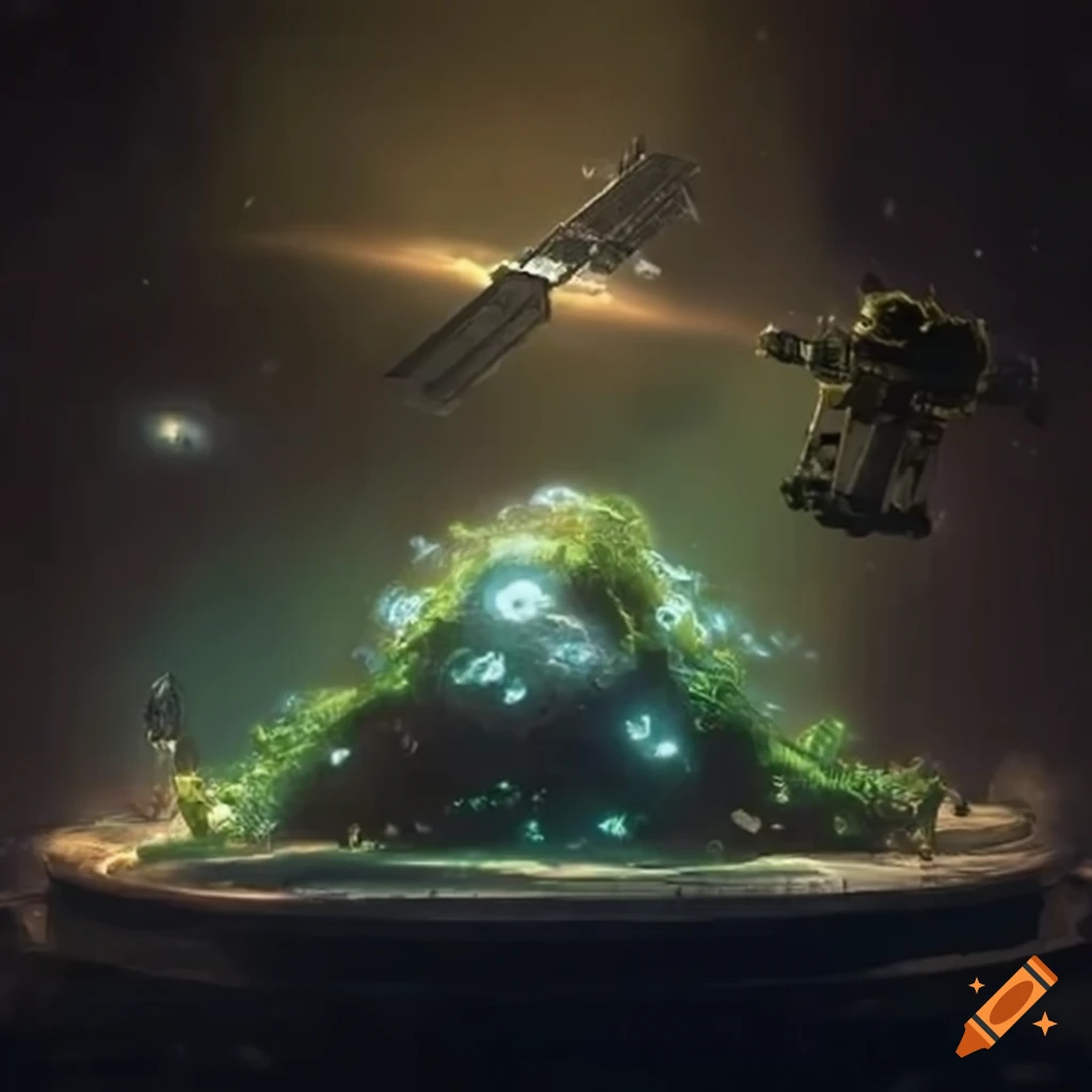 Image of an overgrown space station with new life form