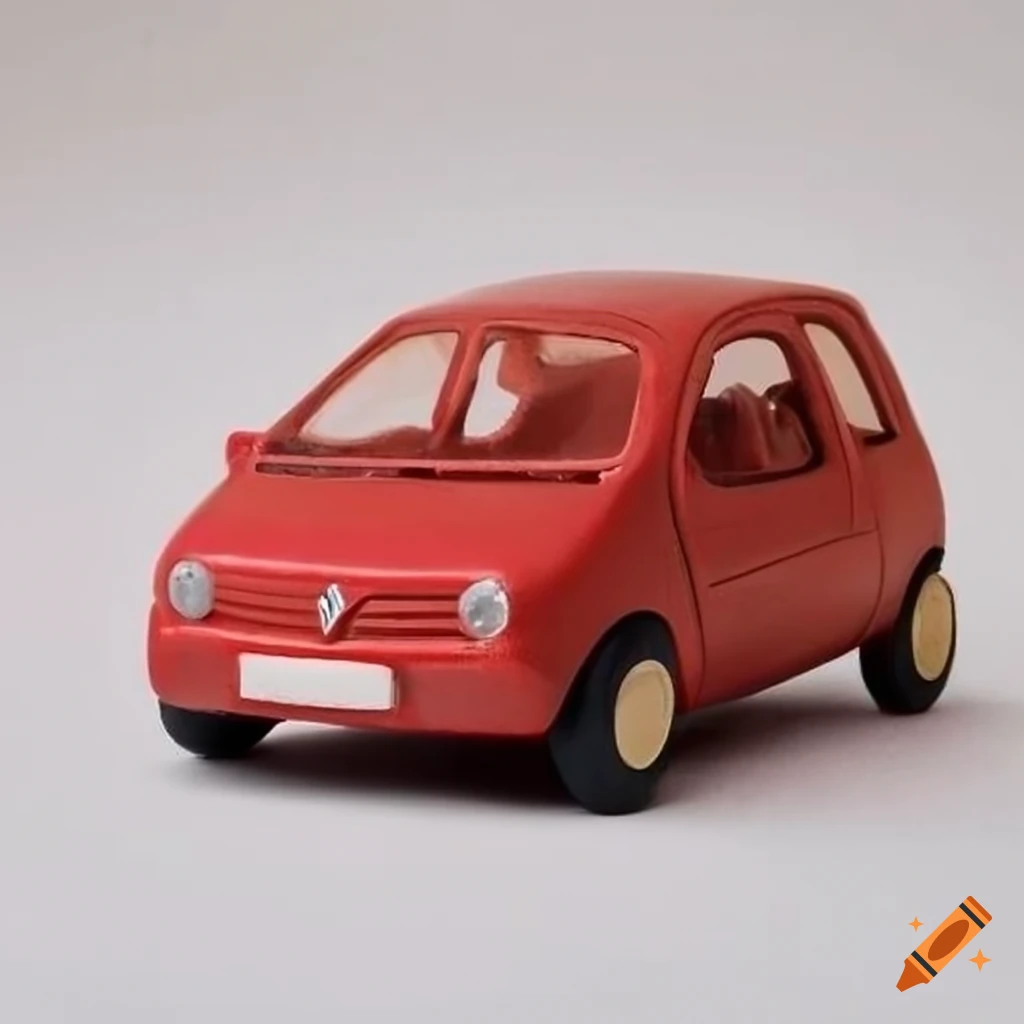 Vintage clay model of a red Renault Twingo car on Craiyon