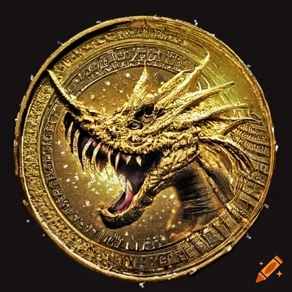 Golden coin with dragon design