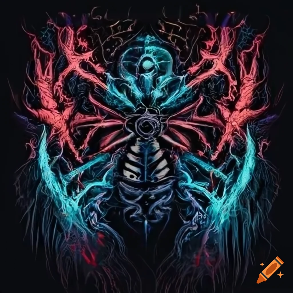 Psycodelic heavy metal logo with spider