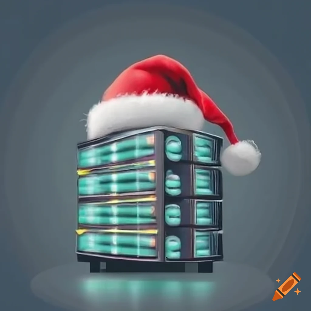 Servers wearing christmas hats on Craiyon