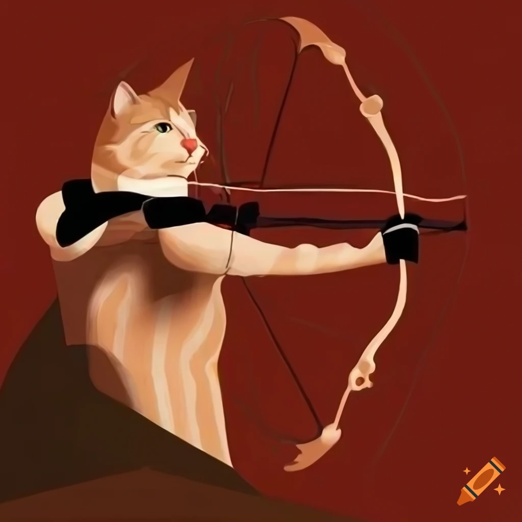Cat shooting bow in abstract style on Craiyon