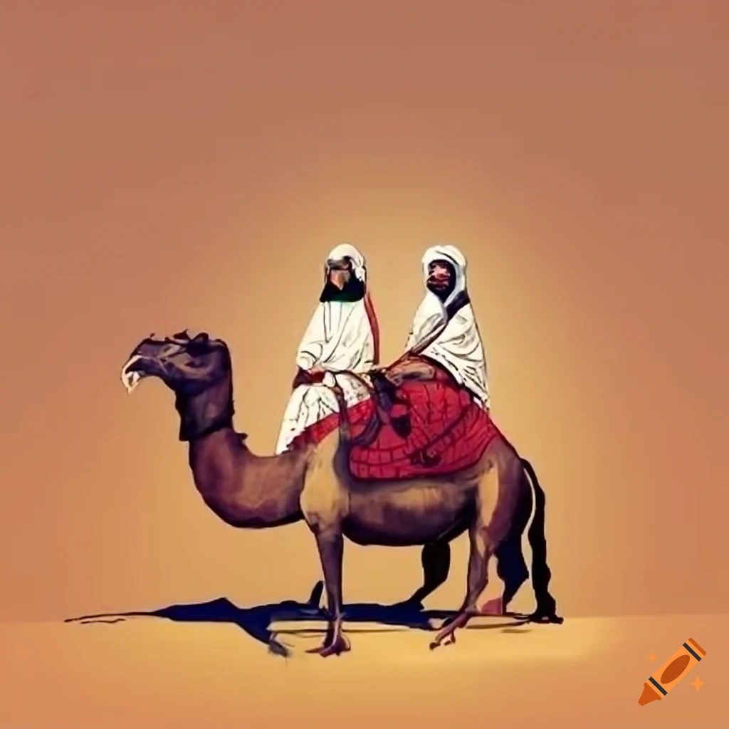 Ibn battuta on a camel on Craiyon