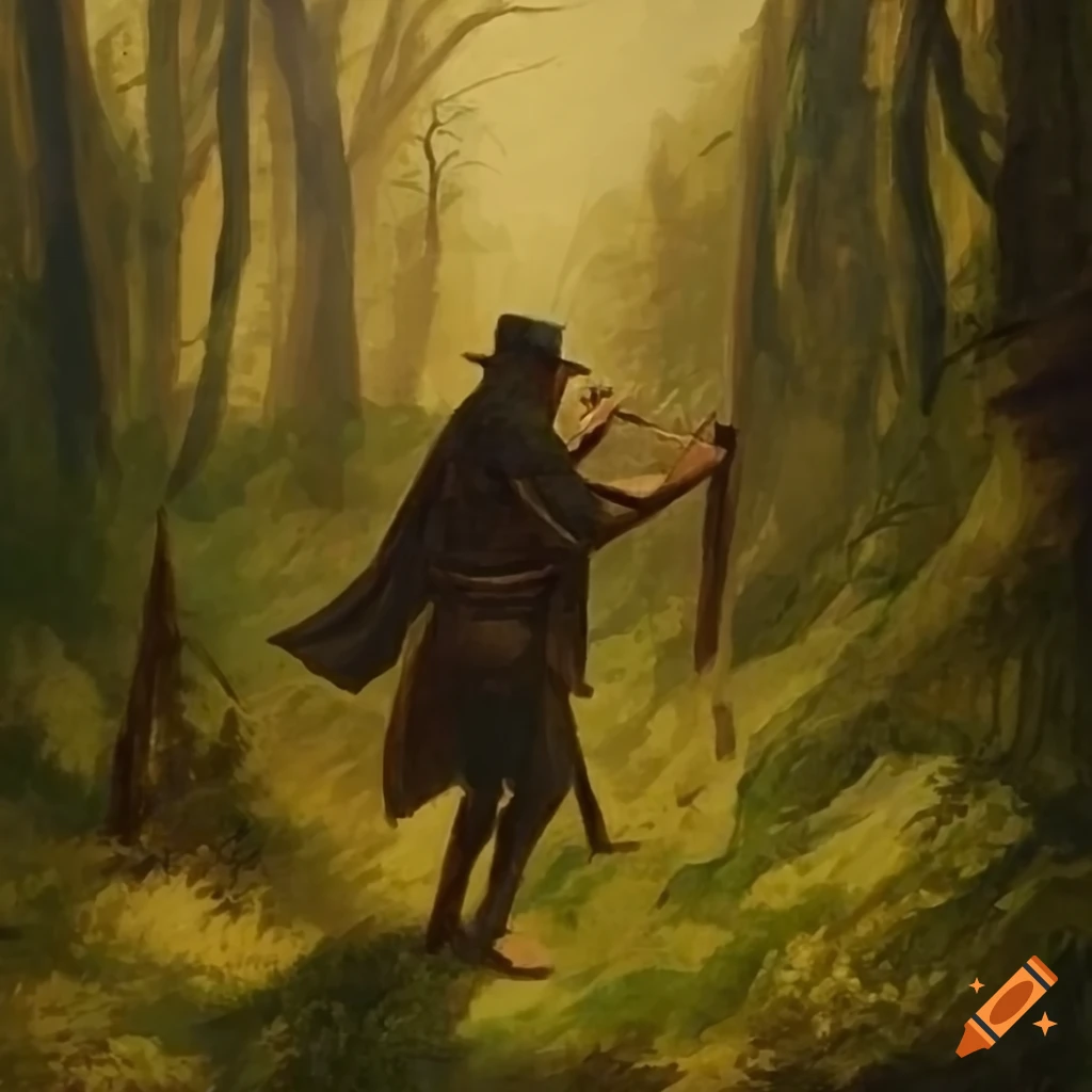 Medieval forester in William Turner style on Craiyon