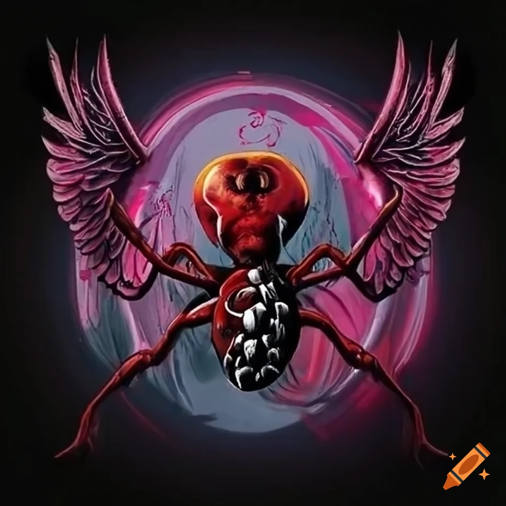 Psychedelic heavy metal logo with winged ant