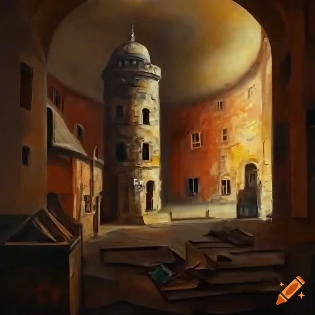 Panopticon-style building with tower and prison cells on Craiyon