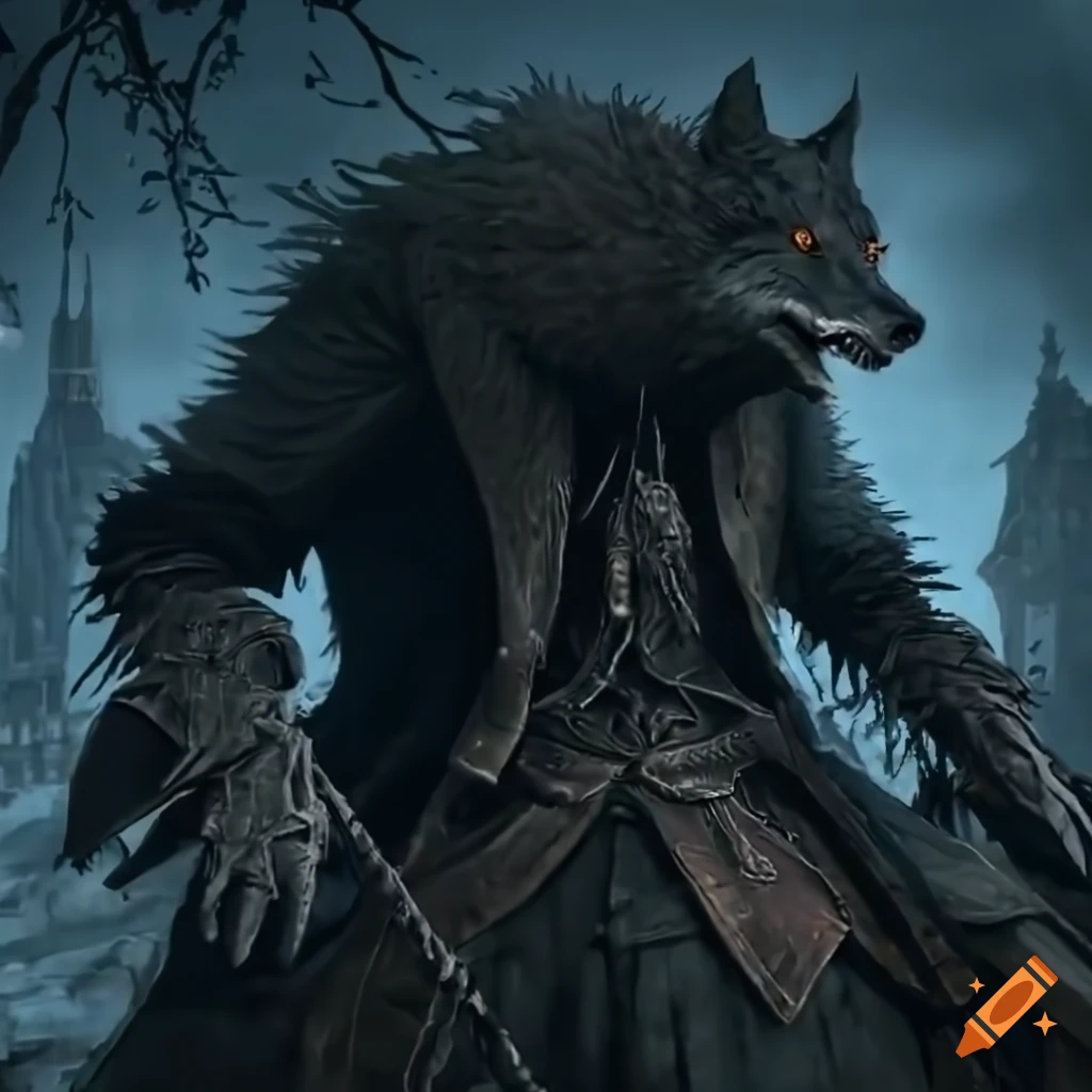 Bloodborne artwork featuring the 'le grand méchant loup' on Craiyon