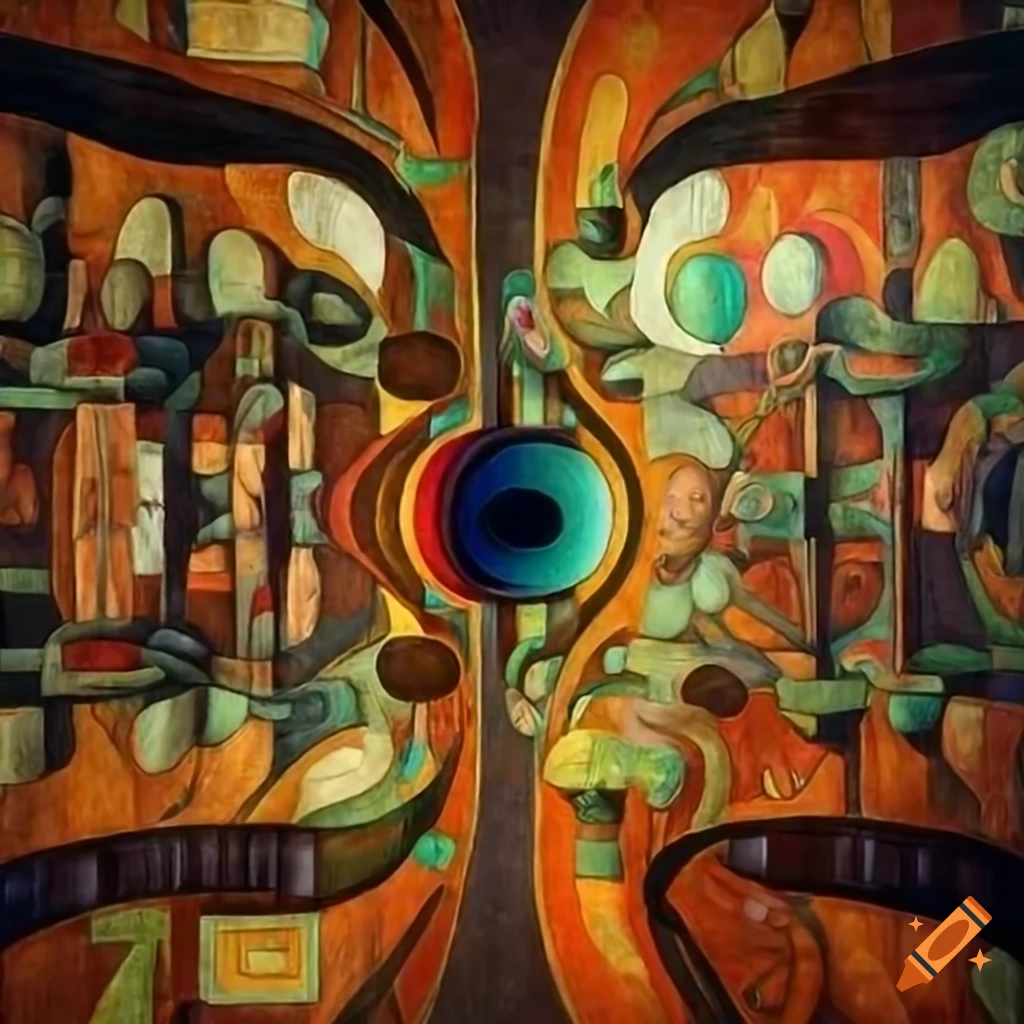 Mural of h. g. wells' "the time machine" combined with various artistic ...