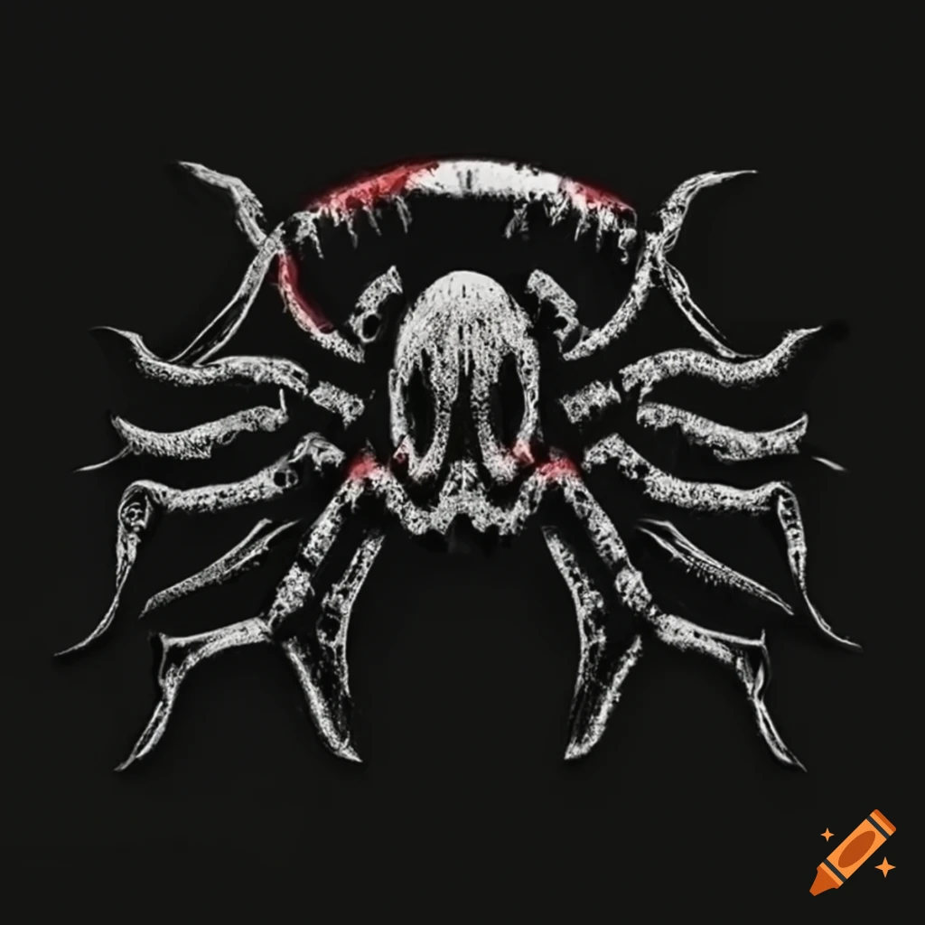 Psycodelic heavy metal logo with spider