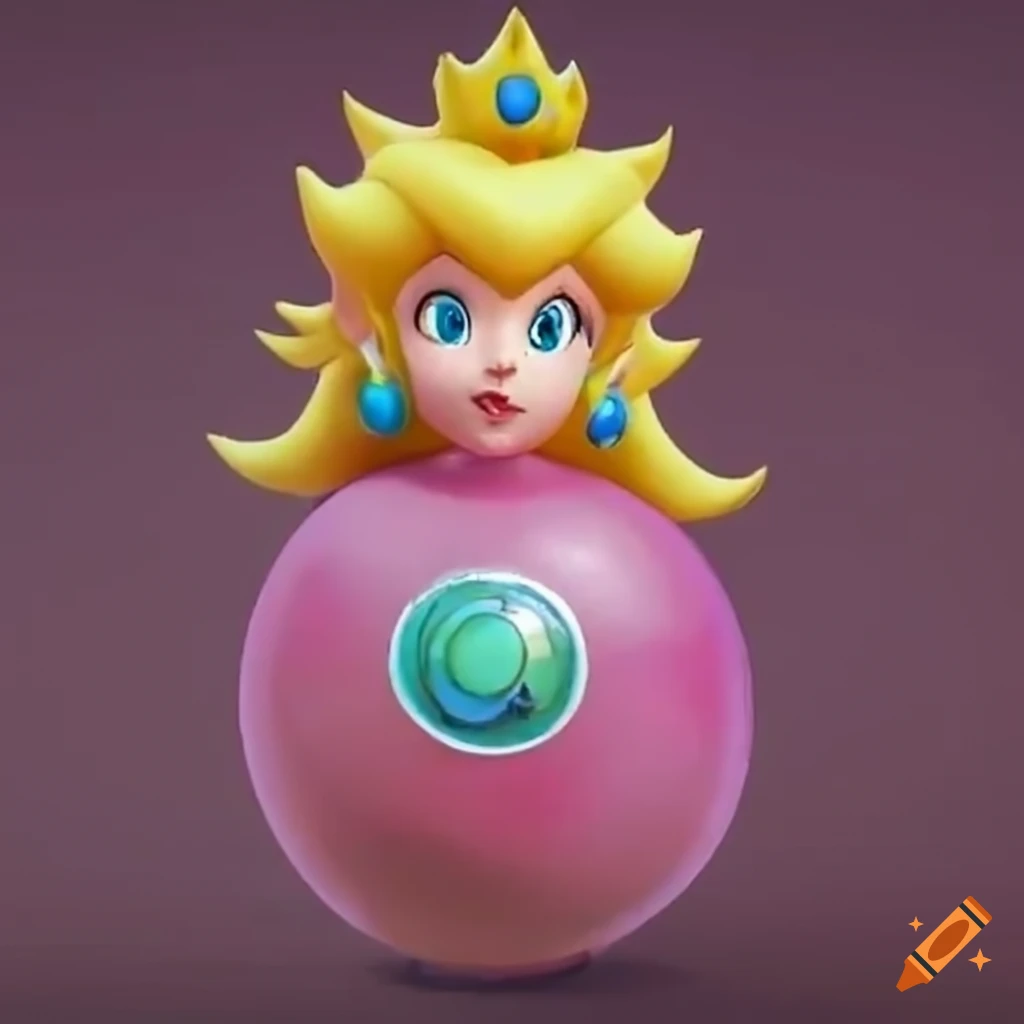 Princess peach in a giant rubber ball on Craiyon