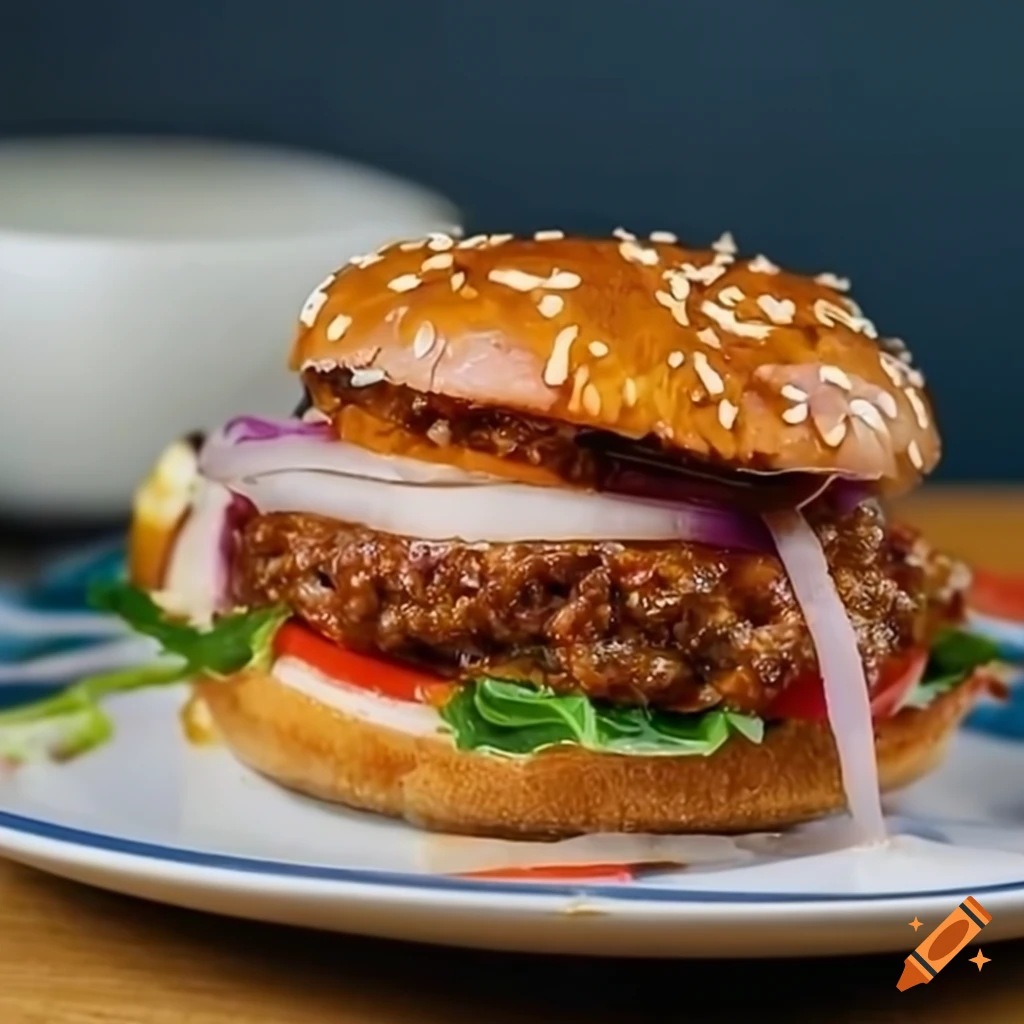 Mouthwatering burger with spicy mapo tofu sauce