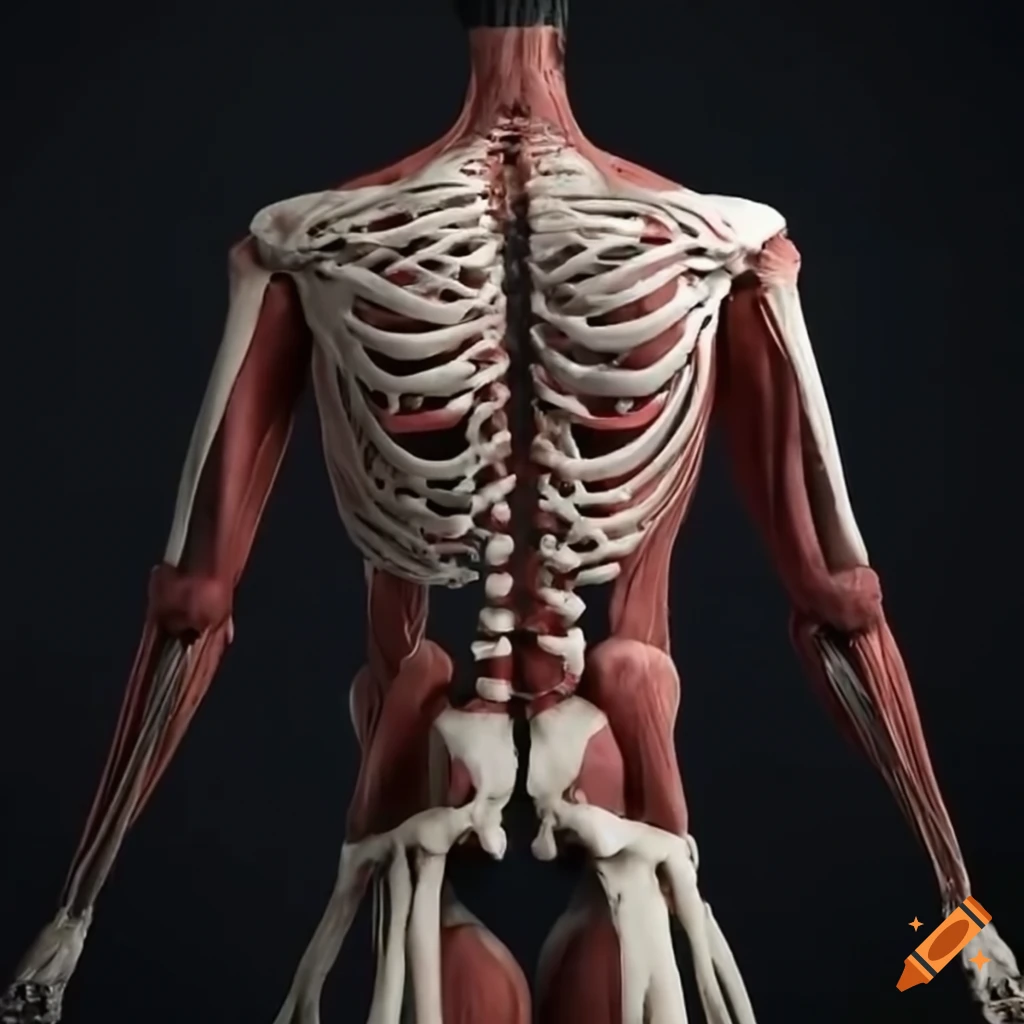 Artistic representation of skeleton and muscle on Craiyon