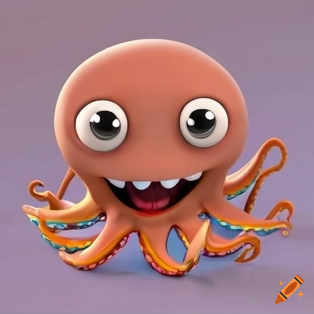Cute and friendly 3d octopus character on Craiyon