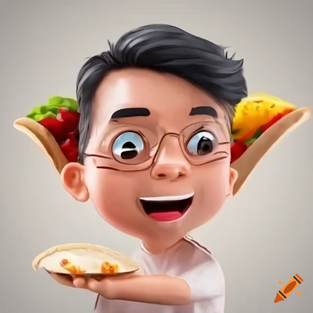 Animated man cooking tacos