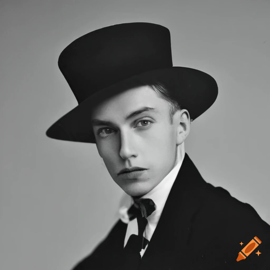 Black and white photo of a stylish man with a hat