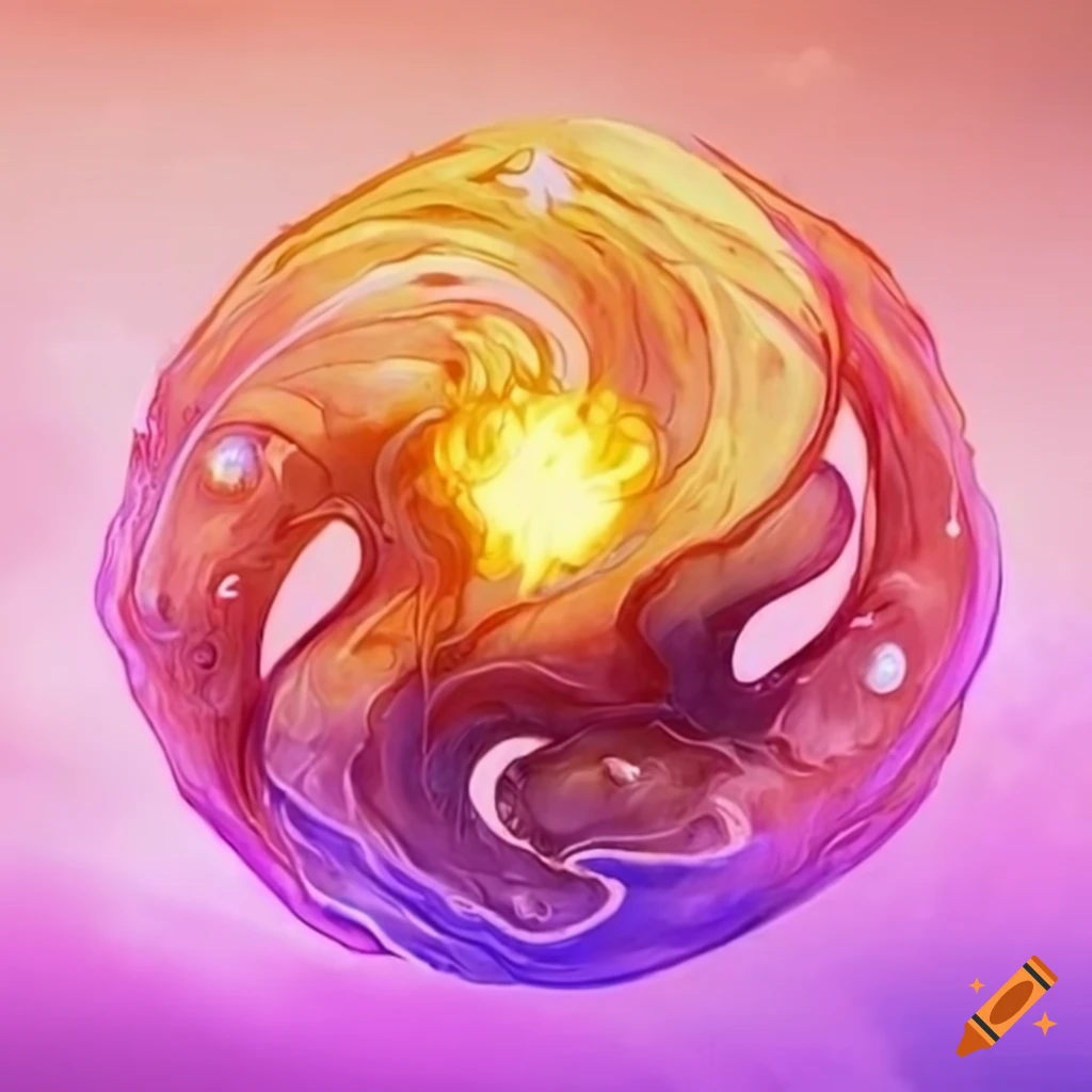 Illustration of joyful elemental symbols on Craiyon