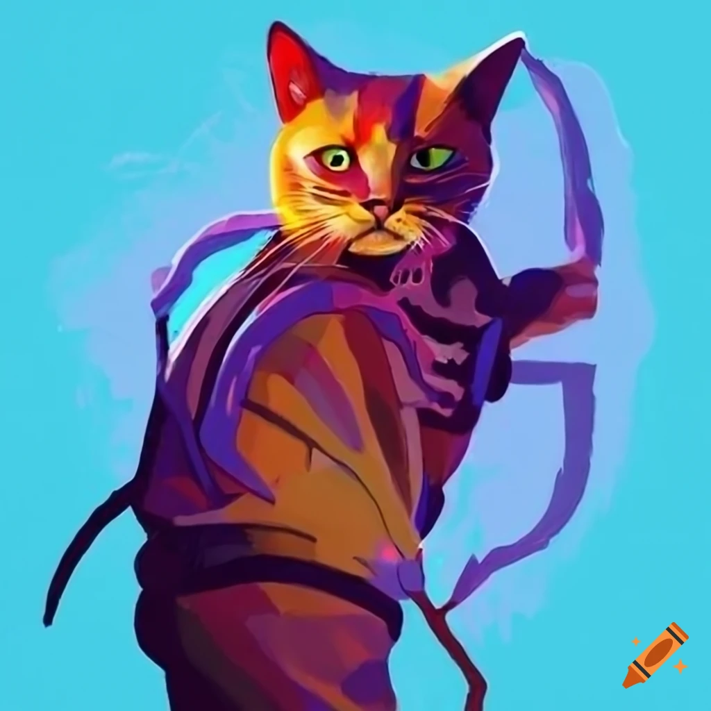 Abstract art of an archer cat on Craiyon